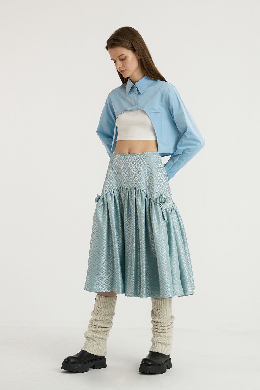 Cropped Ribbon Shirts_Blue - 감도 깊은 취향 셀렉트샵 29CM