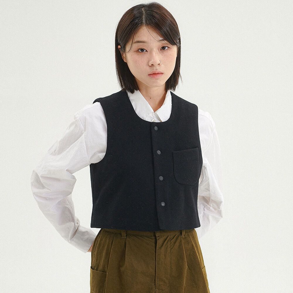 Wool Short Vest - Black - 감도 깊은 취향 셀렉트샵 29CM