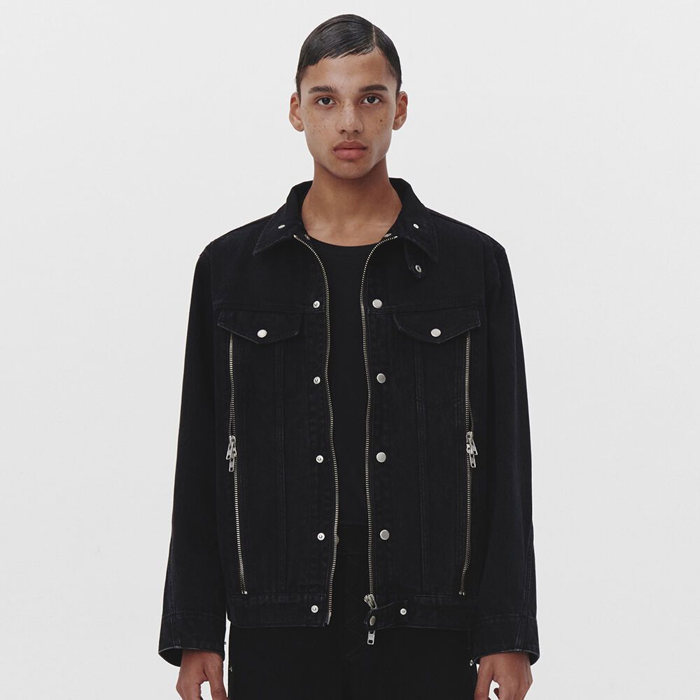 TWISTED ZIPPER TRUCKER JACKET BLACK - 감도 깊은 취향 셀렉트샵 29CM