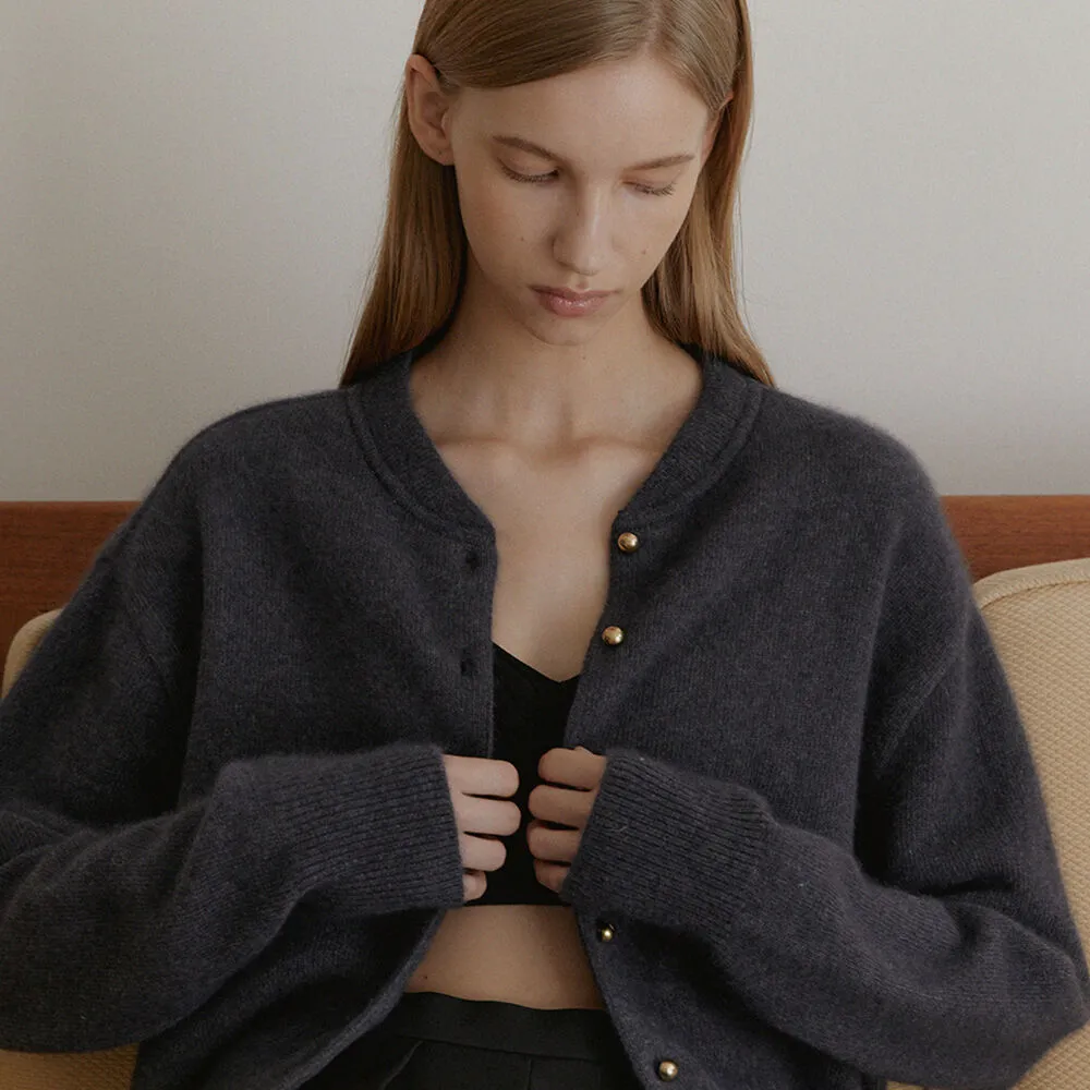 BRISA round neck fine wool fox cardigan_Charcoal - 감도 깊은 취향 셀렉트샵 29CM