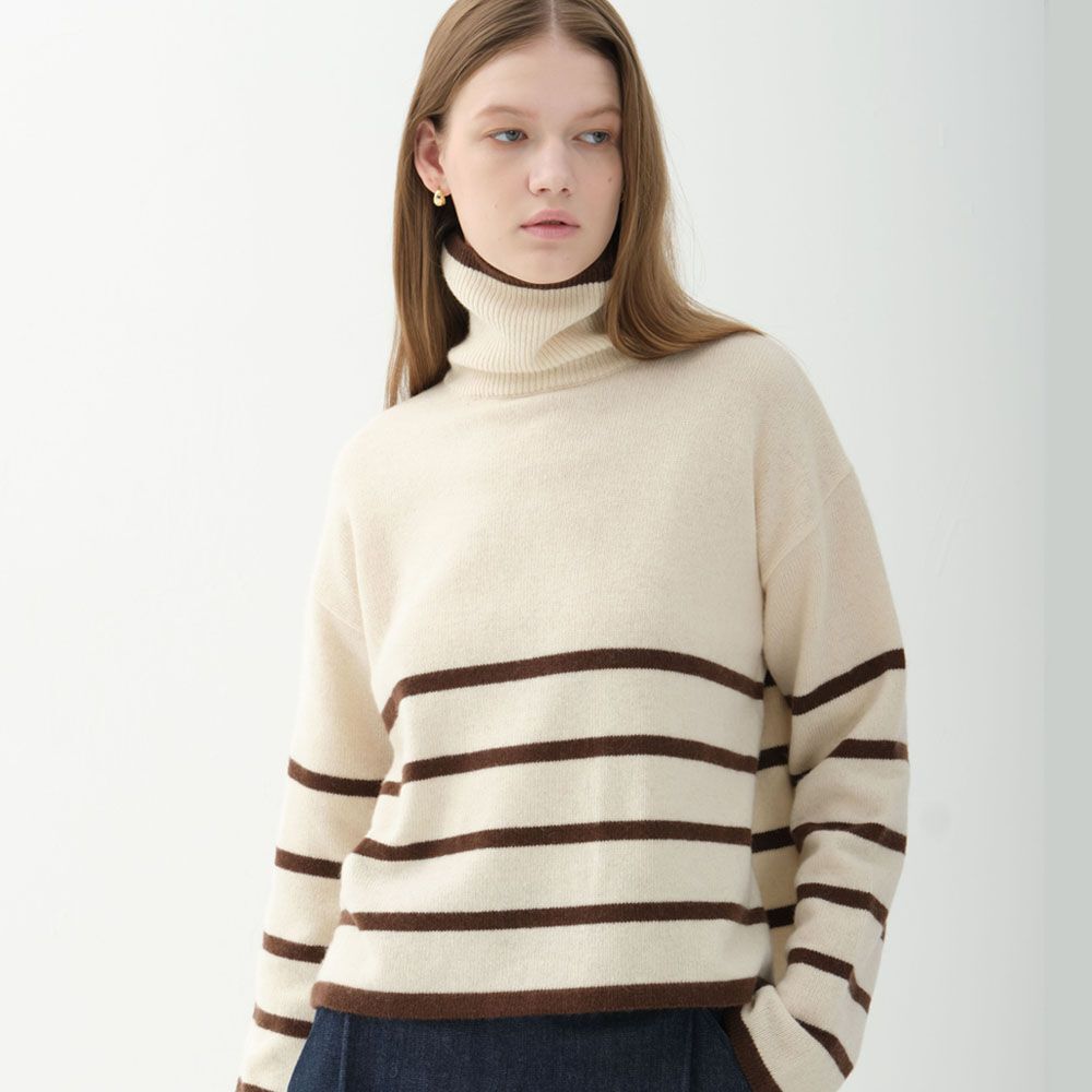 cashmere stripe crop turtleneck_brown - 감도 깊은 취향 셀렉트샵 29CM