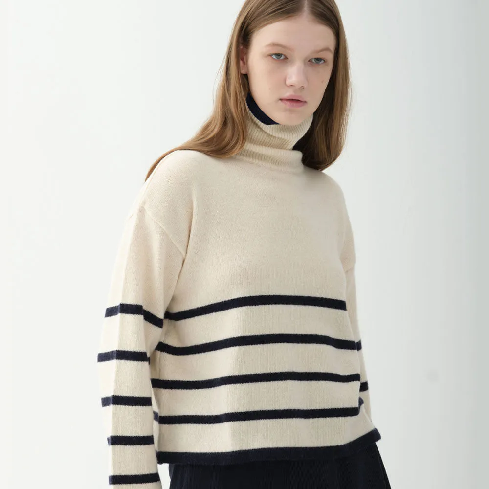 cashmere stripe crop turtleneck_navy - 감도 깊은 취향 셀렉트샵 29CM