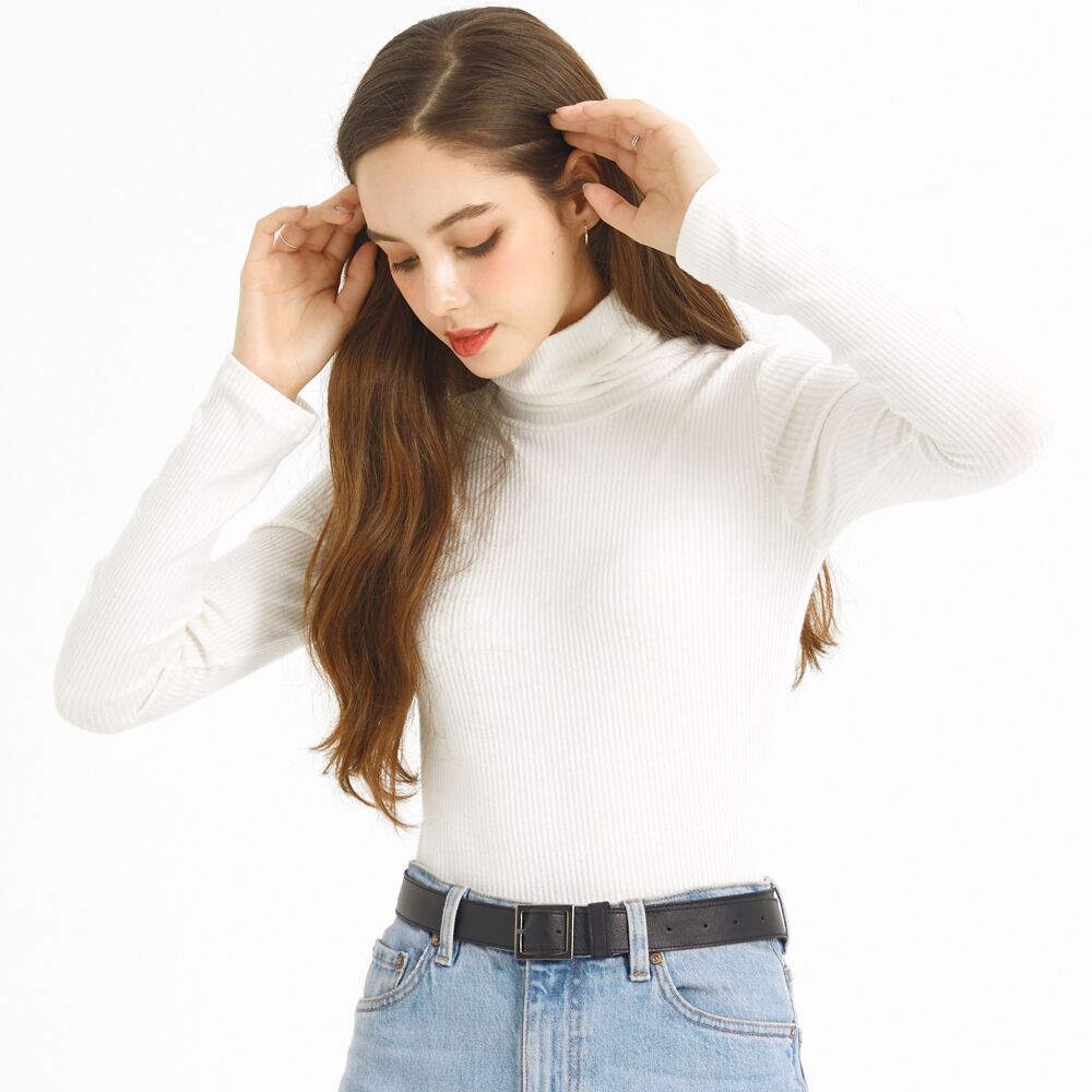 [CP] 니트 슬림 목폴라 골지 긴팔 이너 [화이트] 목티 롱슬리브 ver. - 감도 깊은 취향 셀렉트샵 29CM