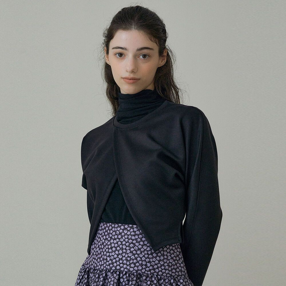 DRO LAYERED CROP SWEATSHIRTS BLACK - 감도 깊은 취향 셀렉트샵 29CM