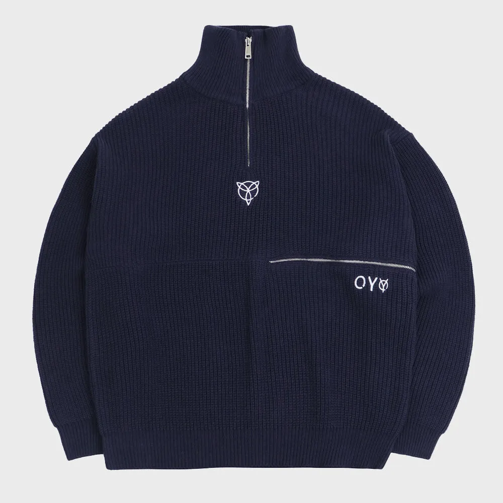 SIDE ZIPPER POLA LOGO KNIT-NAVY - 감도 깊은 취향 셀렉트샵 29CM