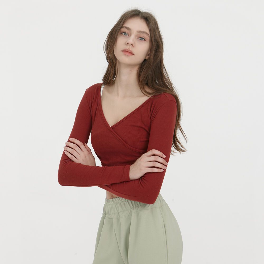 여성 요가복 DEVI-T0041-브릭 필라테스 커브 랩 크롭티 - 감도 깊은 취향 셀렉트샵 29CM