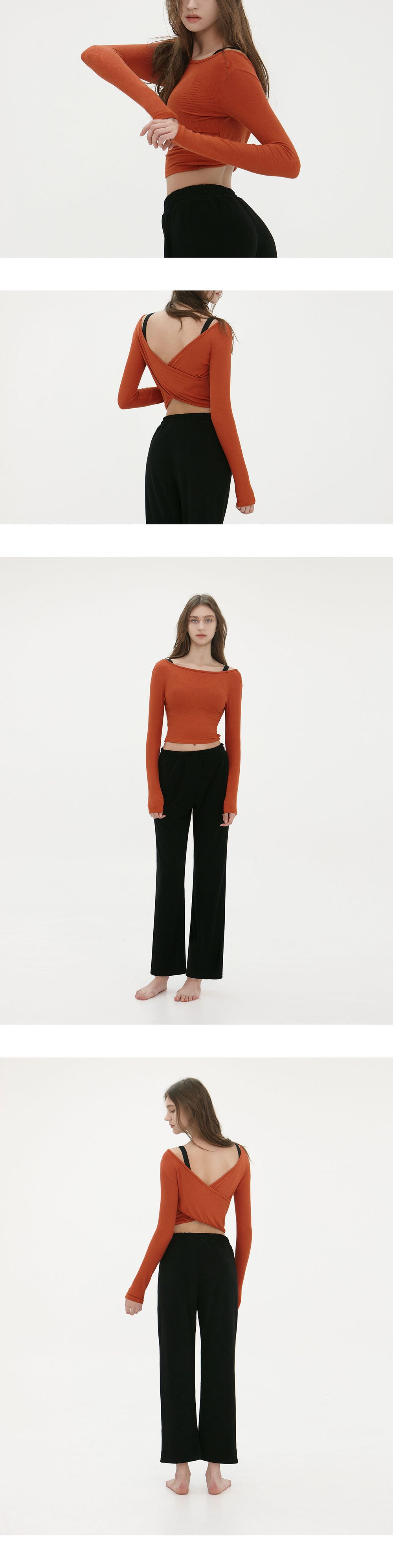 여성 요가복 DEVI-T0041-펌킨 필라테스 커브 랩 크롭티 - 감도 깊은 취향 셀렉트샵 29CM