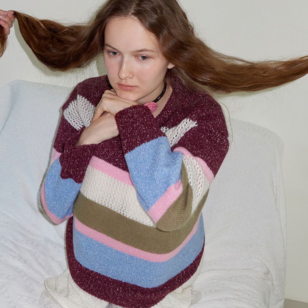 Stripe knit sweater. Wine - 감도 깊은 취향 셀렉트샵 29CM