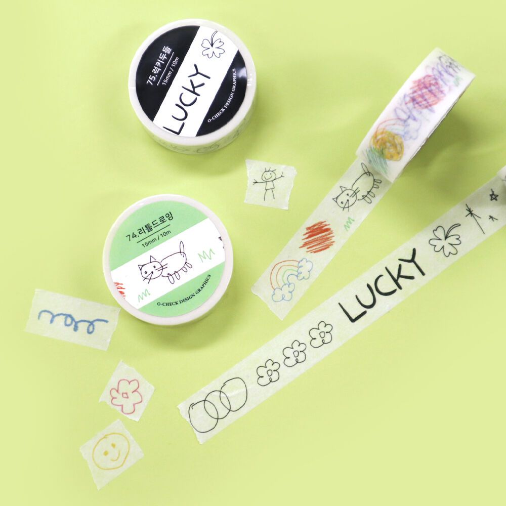오첵 마스킹테이프 10종 손그림 일러스트 다꾸 마테 감성 마테 선물포장 스티커 - 감도 깊은 취향 셀렉트샵 29CM
