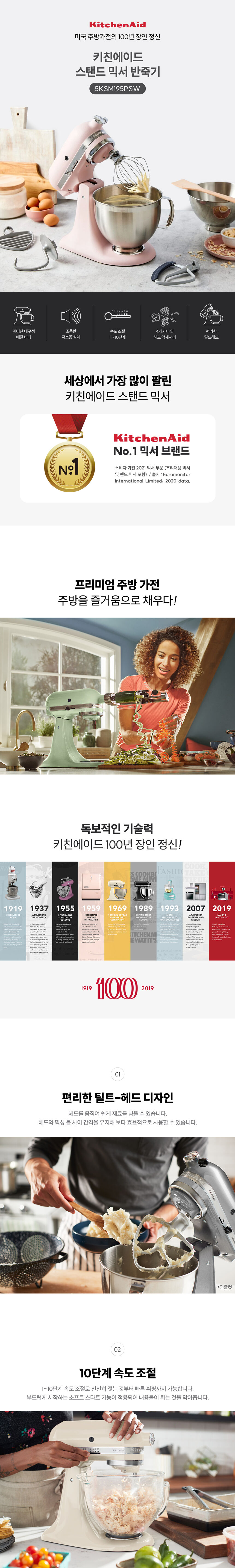 키친에이드 5KSM195PSW 아티잔 4.8L 틸트헤드 믹서 트윈볼패키지 리뉴얼 23년형 - 감도 깊은 취향 셀렉트샵 29CM