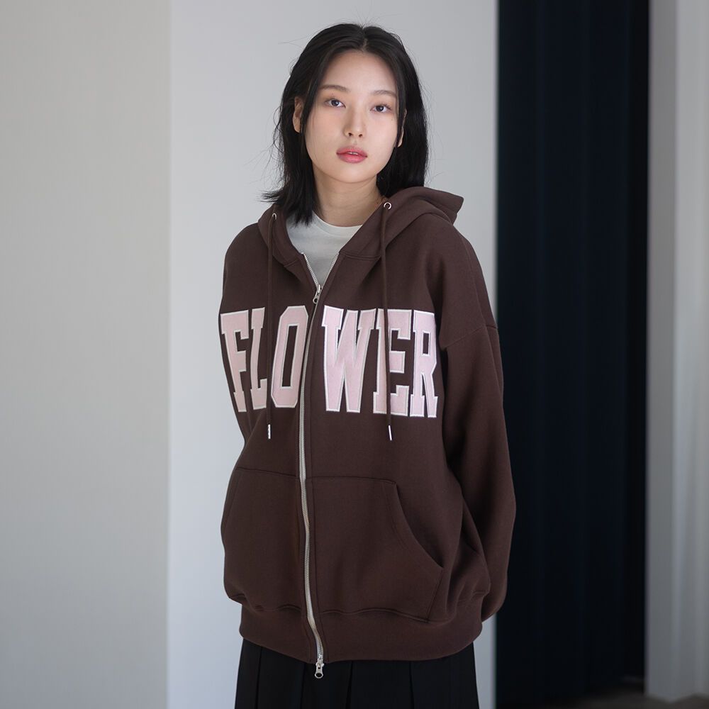 FLOWER ZIP UP HOOD(BROWN) - 감도 깊은 취향 셀렉트샵 29CM