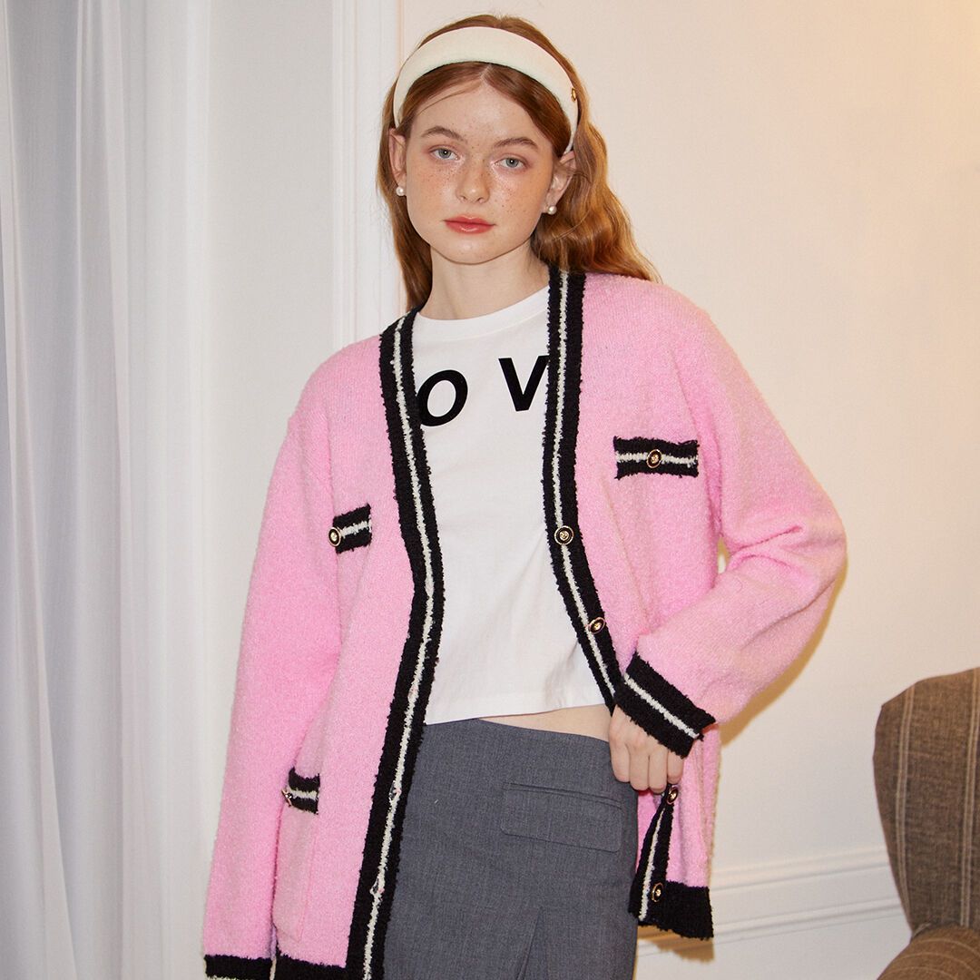 Loose Fit Boucle Cardigan_ Pink - 감도 깊은 취향 셀렉트샵 29CM