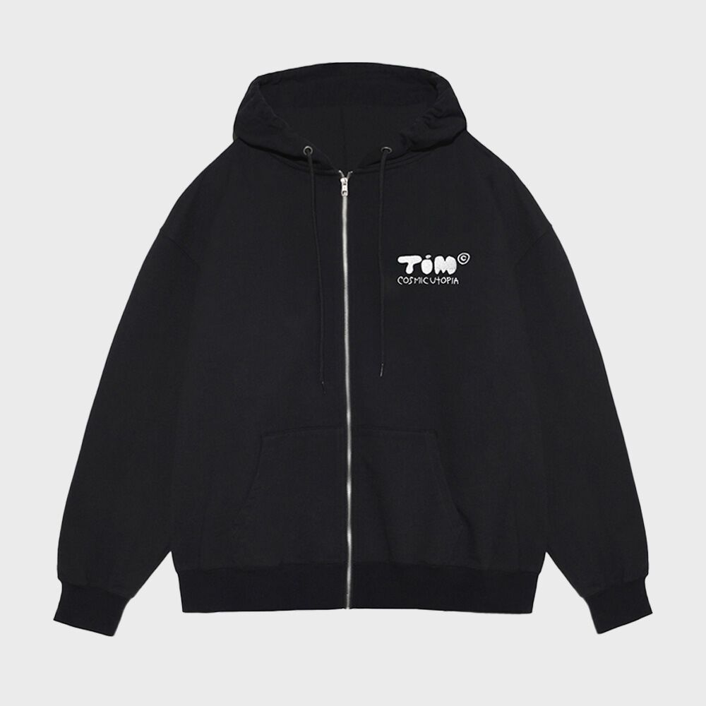 TIM ROUNDED TYPO HOODIE ZIP UP BLACK - 감도 깊은 취향 셀렉트샵 29CM