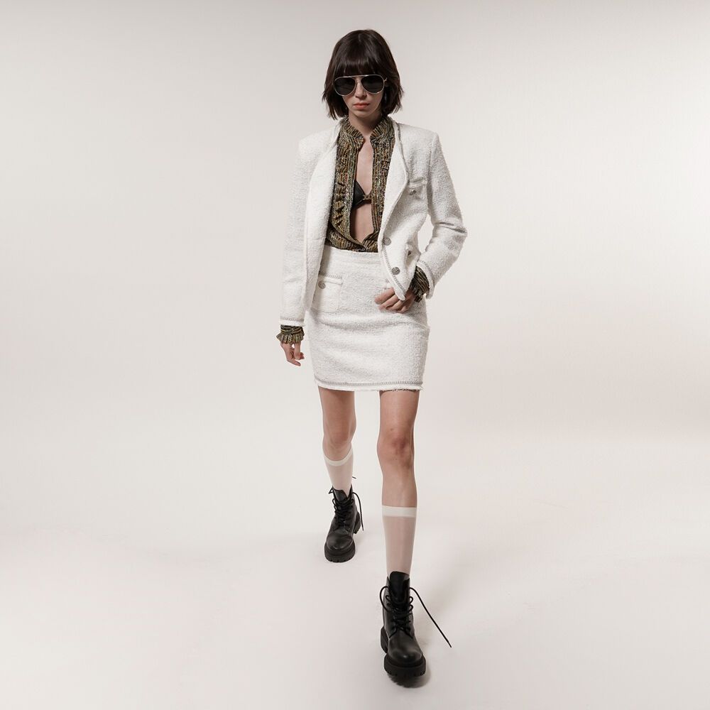 체인 프린지 트위드 미니 스커트(White)_UWS-FS20 - 감도 깊은 취향 셀렉트샵 29CM