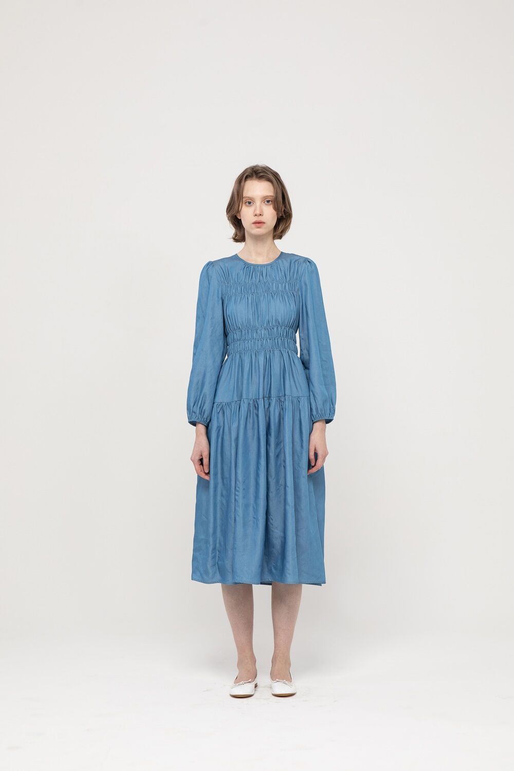 Denim shirring dress - Light Blue - 감도 깊은 취향 셀렉트샵 29CM