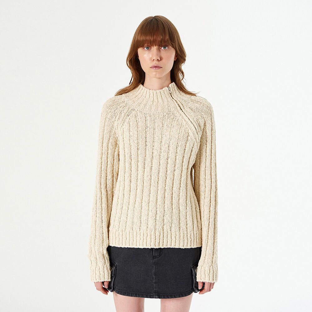 ZIP POLONECK KNIT TOP (ivory) - 감도 깊은 취향 셀렉트샵 29CM