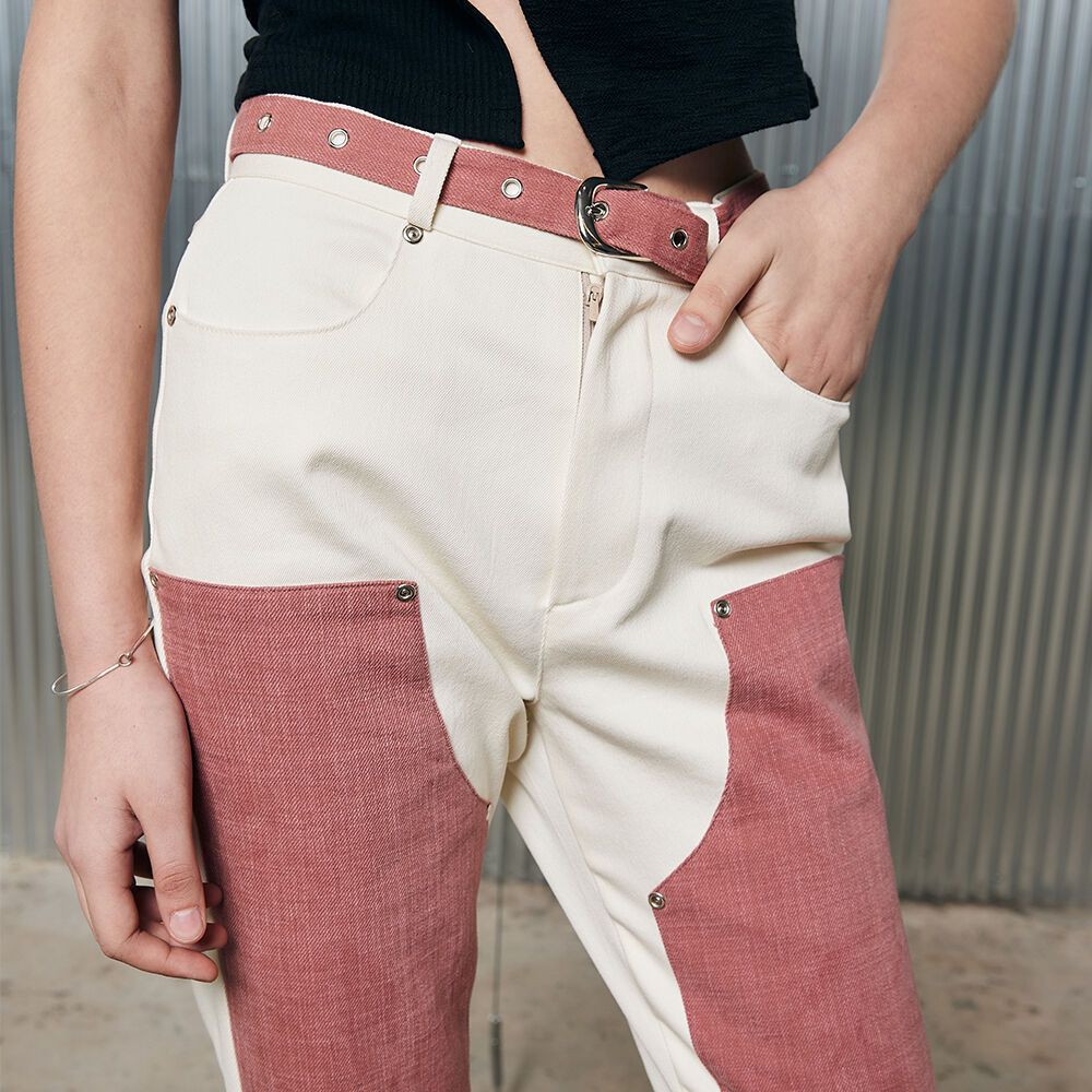 L2 BELT COLOR BLOCK PANTS(IVORY) - 감도 깊은 취향 셀렉트샵 29CM