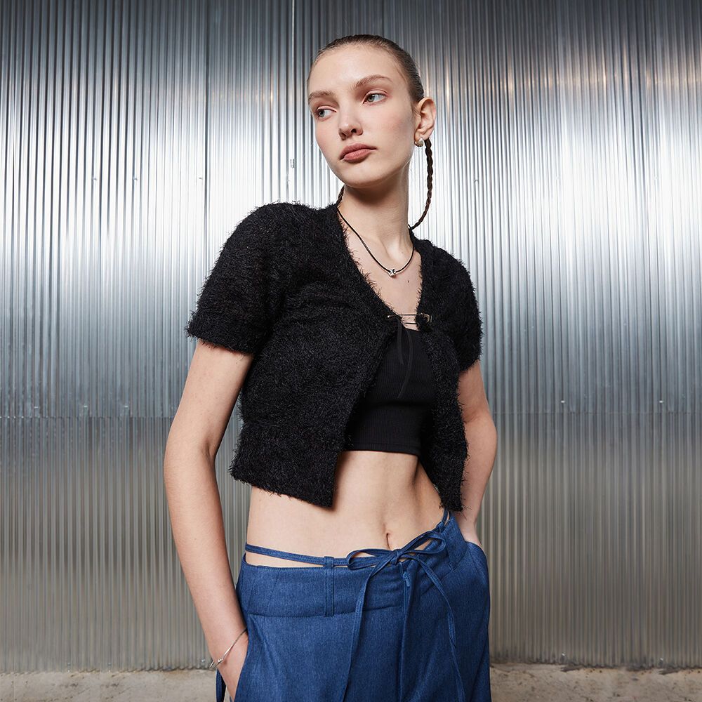 L2 ANGORA CROP CARDIGAN(BLACK) - 감도 깊은 취향 셀렉트샵 29CM