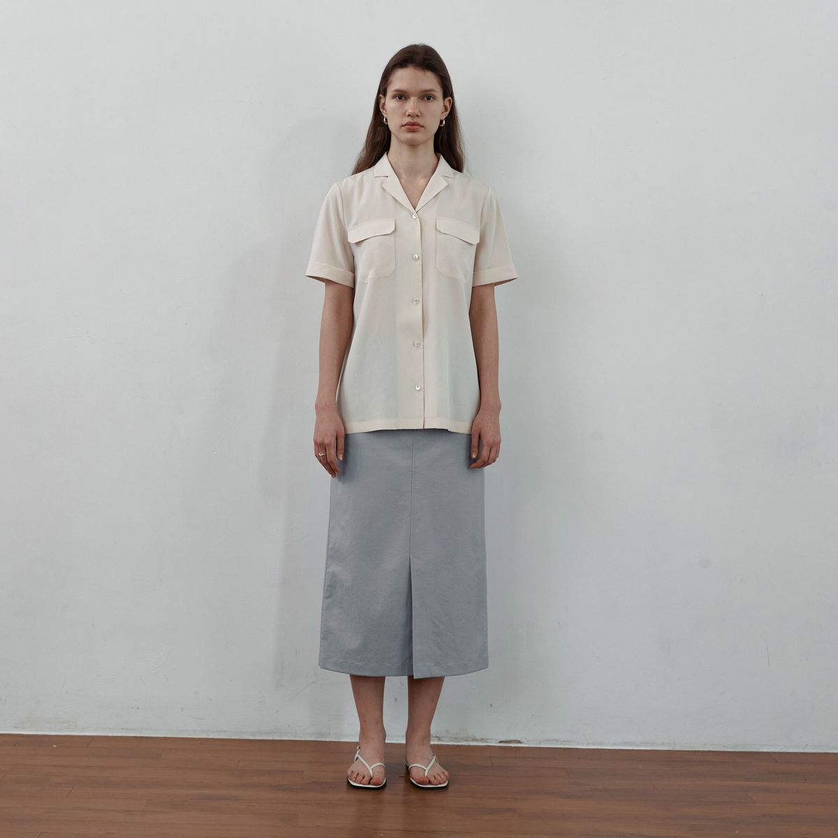 Front slit casual H-line skirts [BLUE] - 감도 깊은 취향 셀렉트샵 29CM