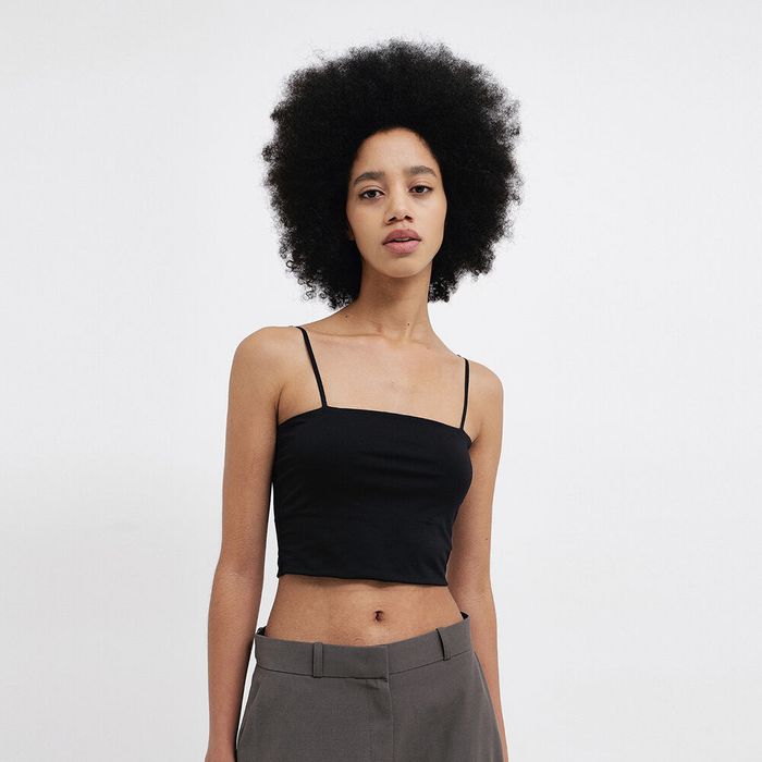 Square-Line Crop Top Black - 감도 깊은 취향 셀렉트샵 29CM