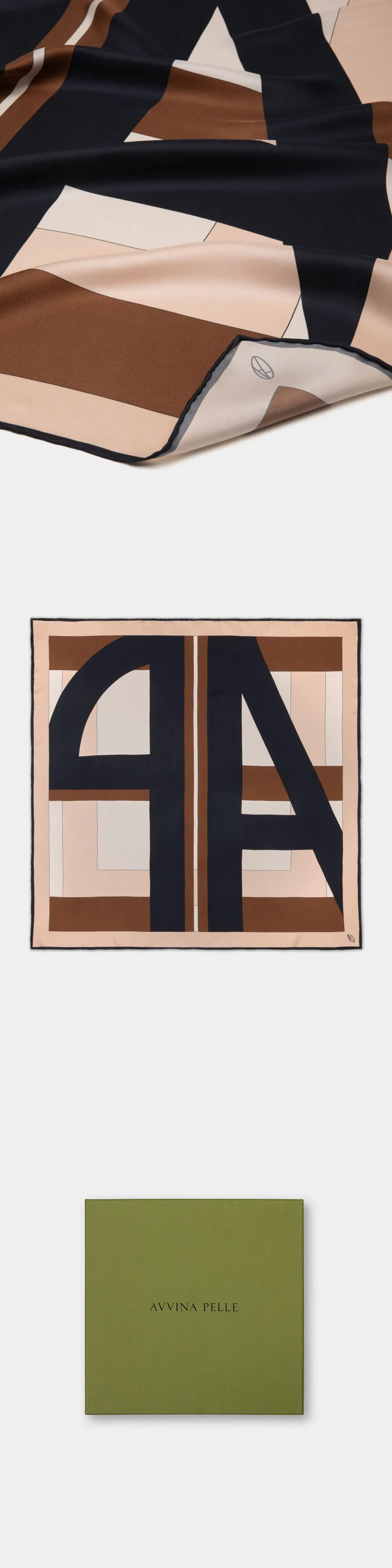 AP Square Silk Scarf 90 - Navy/Camel - 감도 깊은 취향 셀렉트샵 29CM