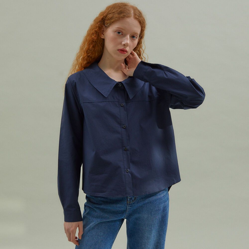 Deep Round neck Crop Shirt Navy - 감도 깊은 취향 셀렉트샵 29CM