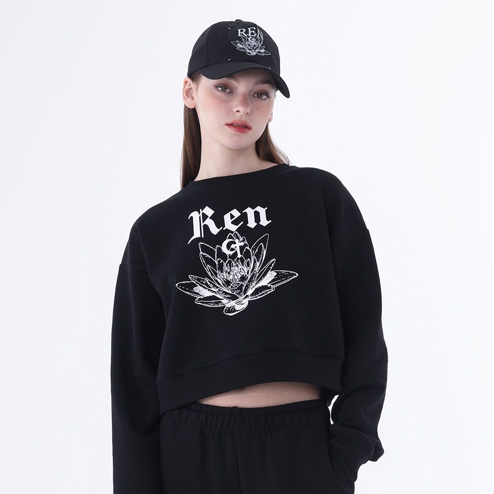 0 9 Ren crop sweatshirt - BLACK - 감도 깊은 취향 셀렉트샵 29CM