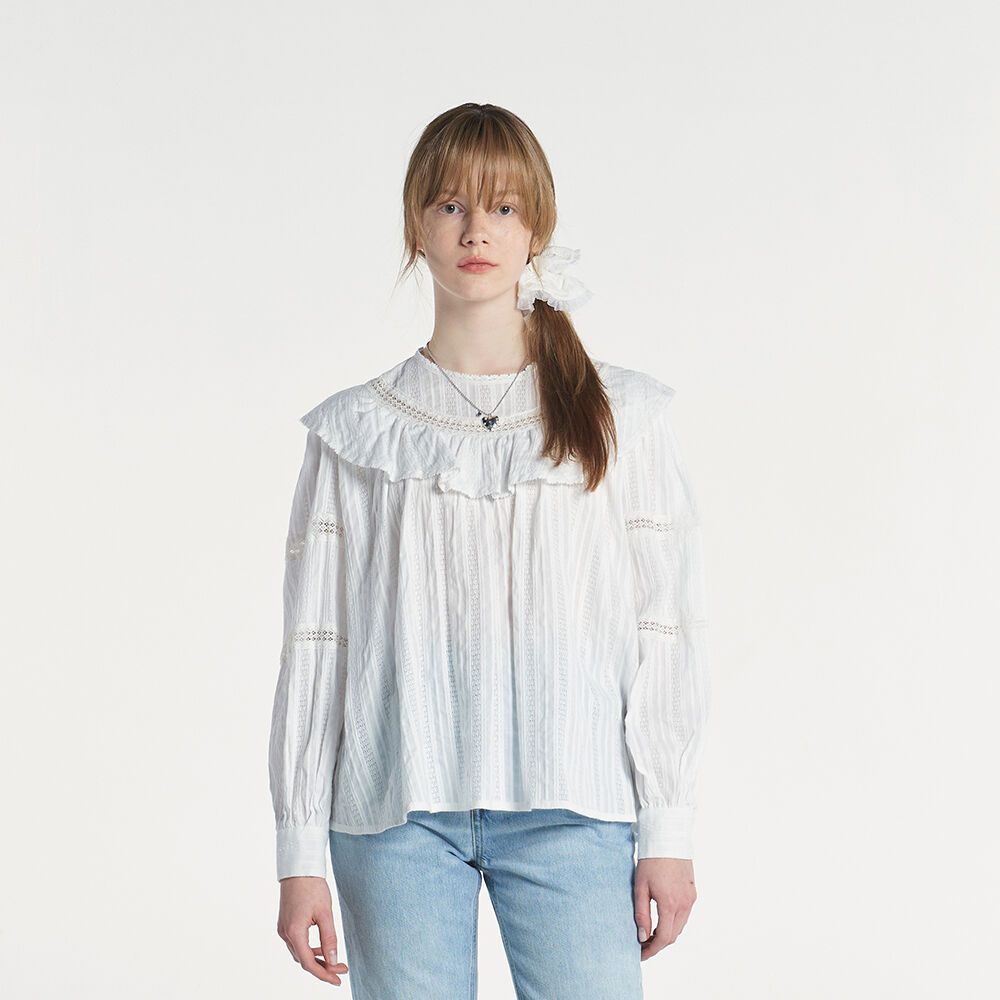 LACE TRIMMING BLOUSE (WHITE) - 감도 깊은 취향 셀렉트샵 29CM