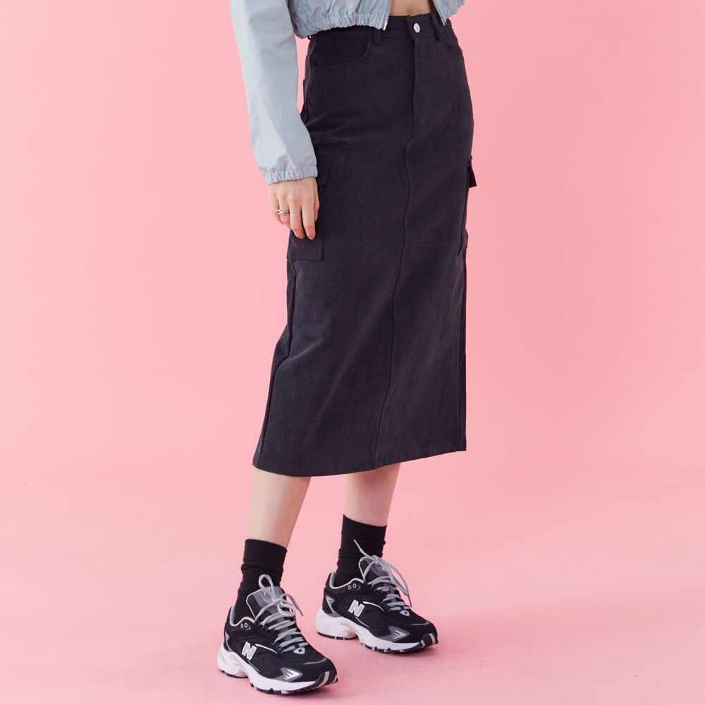 [CP] 슬림핏 카고 데님 롱치마 [BLACK DENIM] 롱스커트 ver. - 감도 깊은 취향 셀렉트샵 29CM