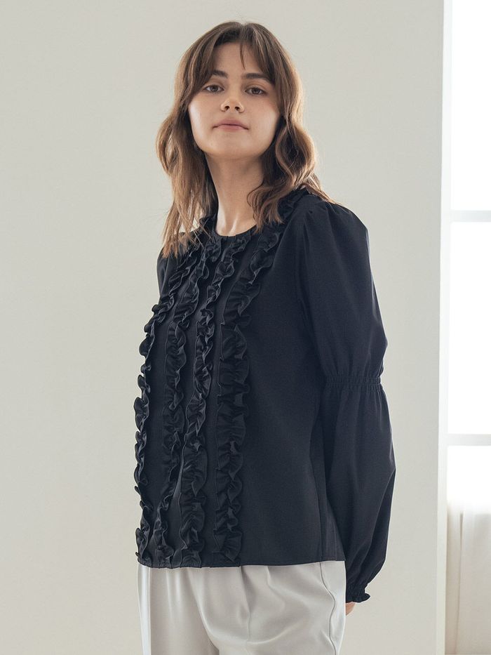 WED_French round neck blouse_BLACK - 감도 깊은 취향 셀렉트샵 29CM