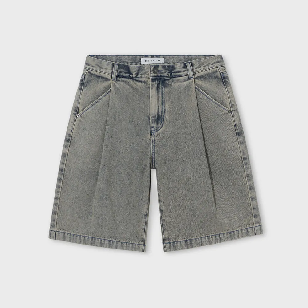 DEEP ONE TUCK SAND WASHED DENIM SHORTS SAND INDIGO - 감도 깊은 취향 셀렉트샵 29CM