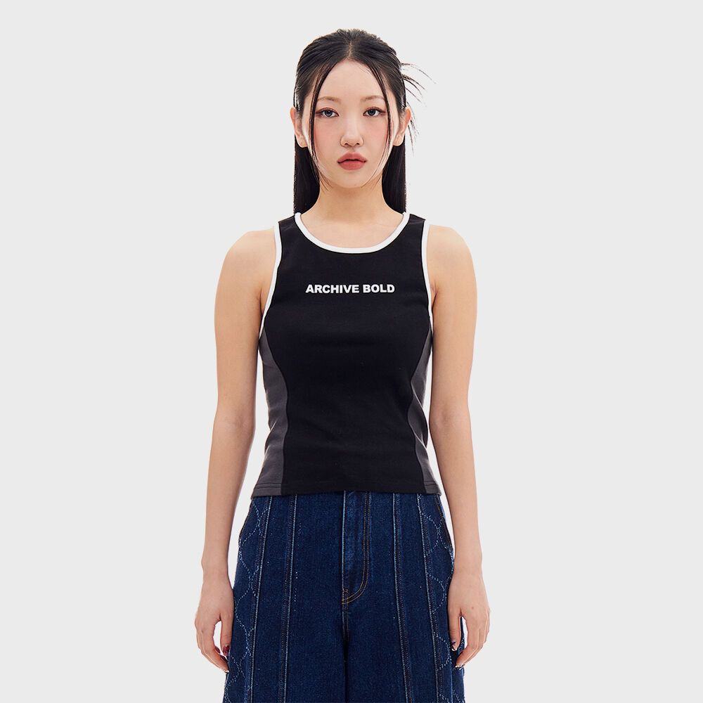 AB TWO TONE TANK TOP (BLACK) - 감도 깊은 취향 셀렉트샵 29CM