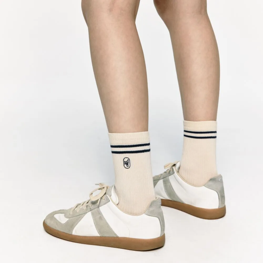 two stripe socks (2P) - cream/navy - 감도 깊은 취향 셀렉트샵 29CM