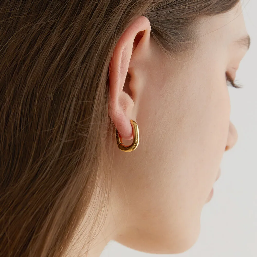 one touch oval ring earrings (E004_gold medium) - 감도 깊은 취향 셀렉트샵 29CM