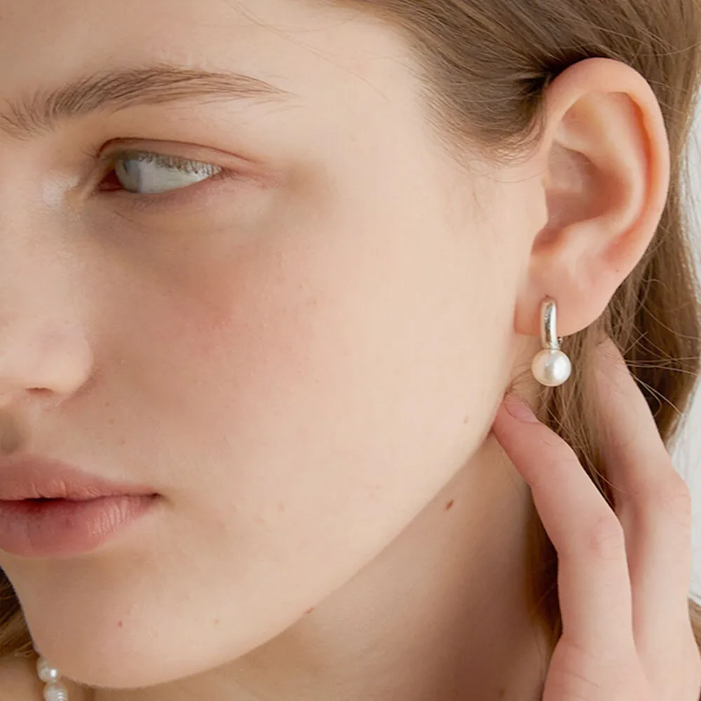 round ring drop pearl earrings (E008_silver) - 감도 깊은 취향 셀렉트샵 29CM