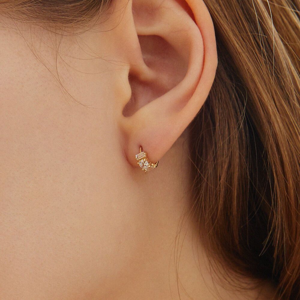[14K GOLD] CUBIC RING EARRING AE223012 - 감도 깊은 취향 셀렉트샵 29CM