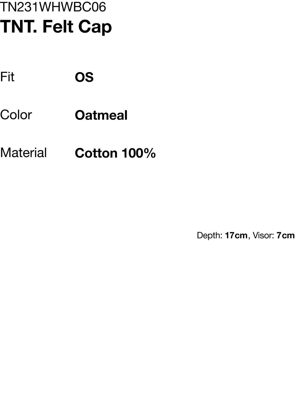 TNT. Felt Cap Oatmeal - 감도 깊은 취향 셀렉트샵 29CM