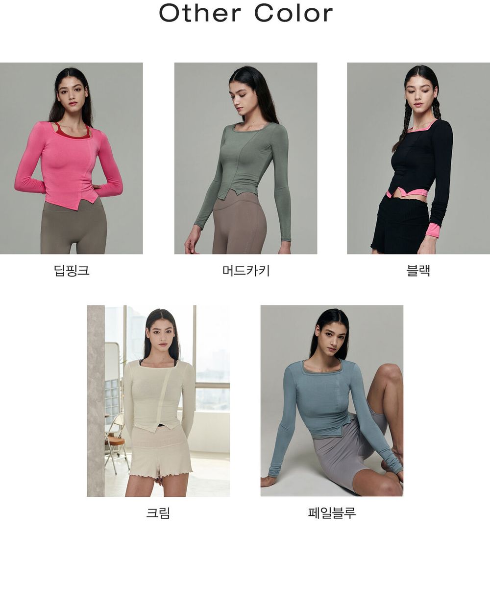 여성 요가복 DEVI-T0089-페일블루 필라테스 슬래시 스퀘어넥 크롭티 - 감도 깊은 취향 셀렉트샵 29CM