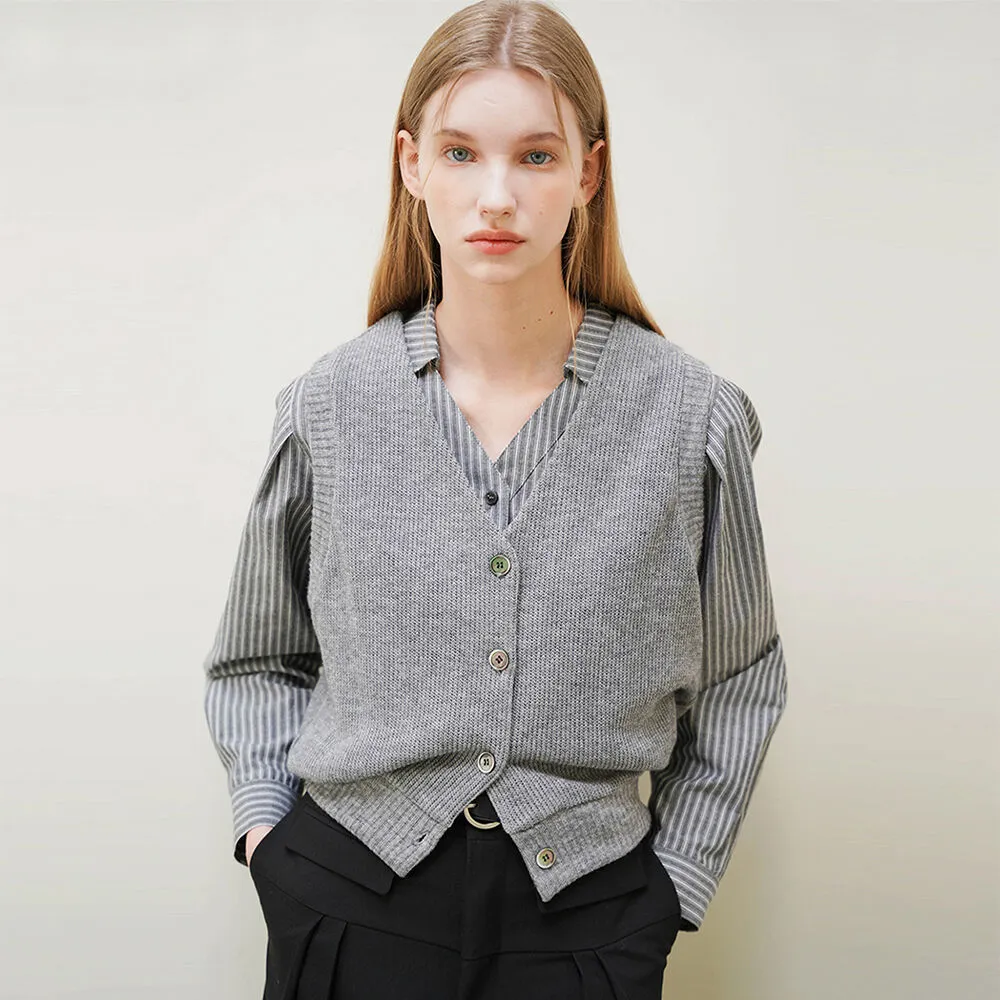 NANCY KNIT VEST CARDIGAN (GREY) - 감도 깊은 취향 셀렉트샵 29CM