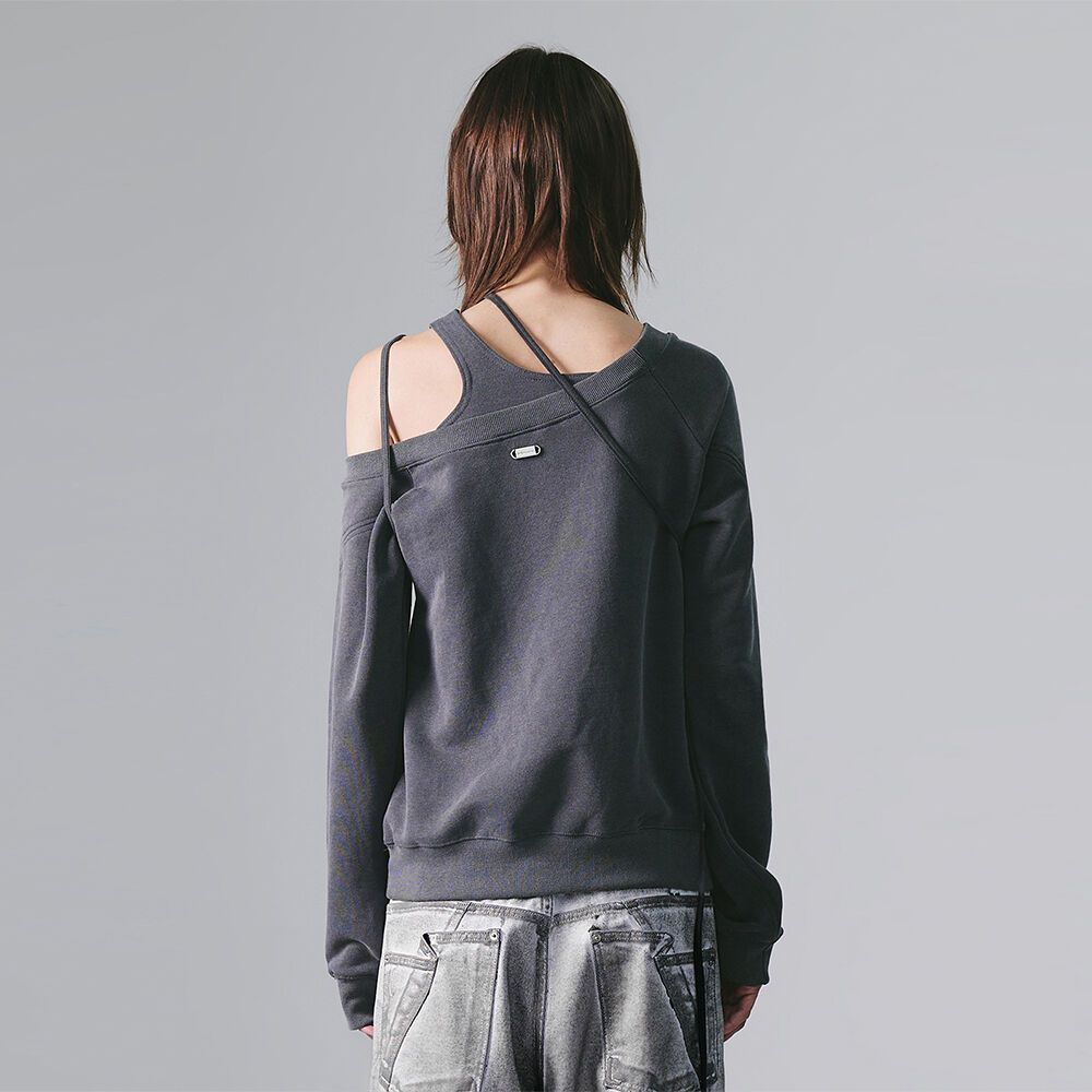 SLIT LAYERED SWEAT SHIRT CHARCOAL - 감도 깊은 취향 셀렉트샵 29CM
