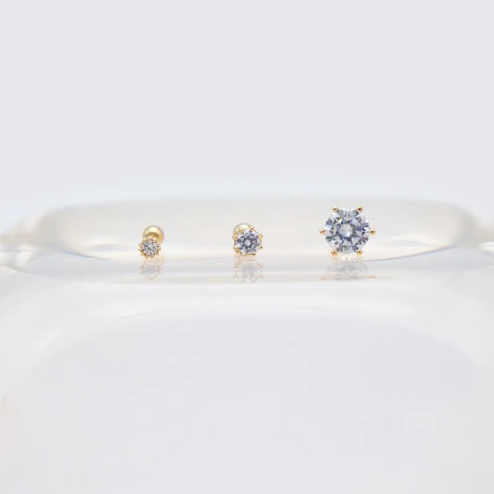 Clare cubic 14k gold piercing 14k 골드 큐빅 피어싱 3mm, 4mm, 6mm - 감도 깊은 취향 셀렉트샵 29CM