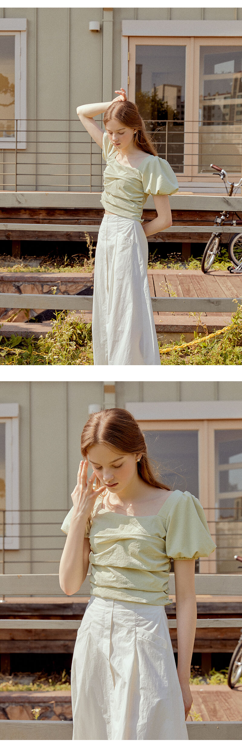 Balloon square shirring blouse (mint) - 감도 깊은 취향 셀렉트샵 29CM