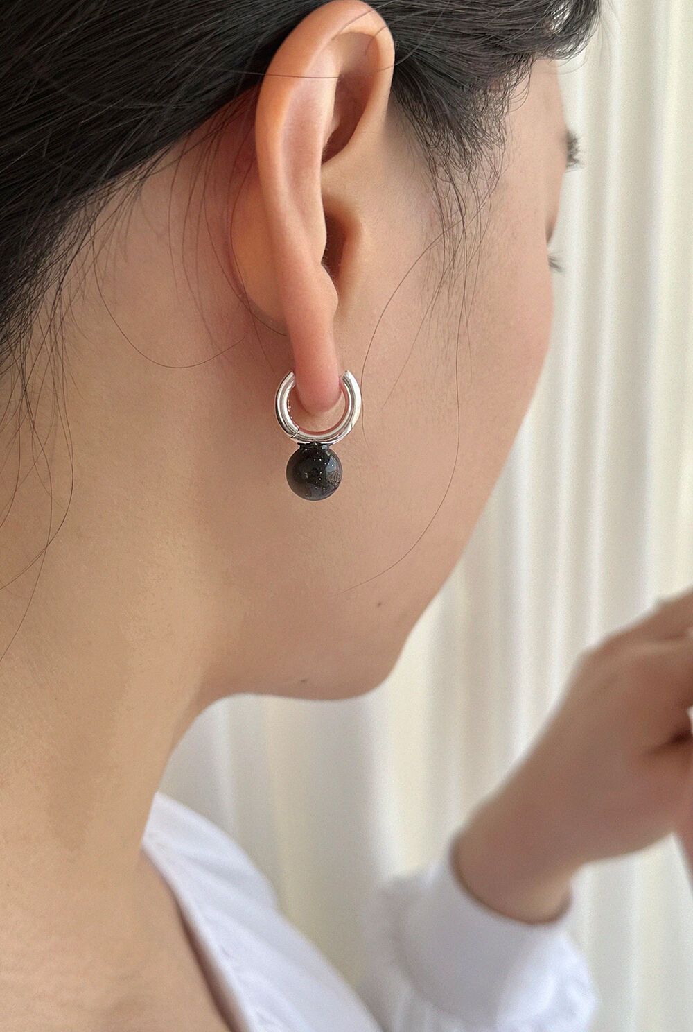 [silver925] aventurine gemstone earring - 감도 깊은 취향 셀렉트샵 29CM