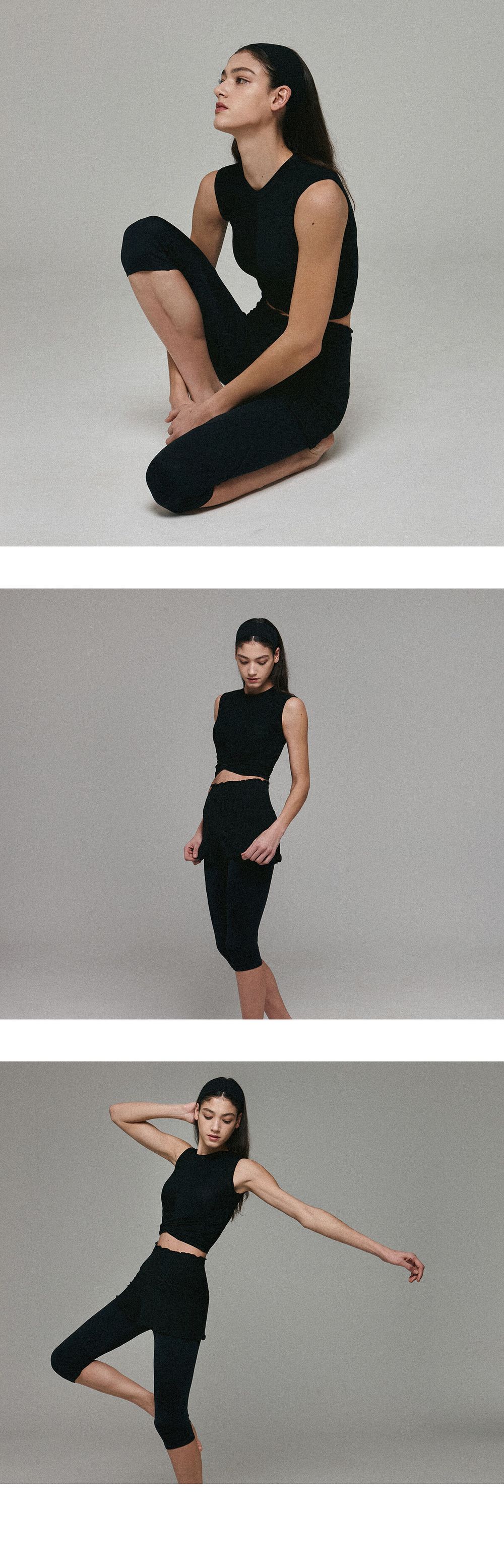 여성 요가복 DEVI-TS0038-블랙 필라테스 플로우 꼬임 슬리브리스 - 감도 깊은 취향 셀렉트샵 29CM