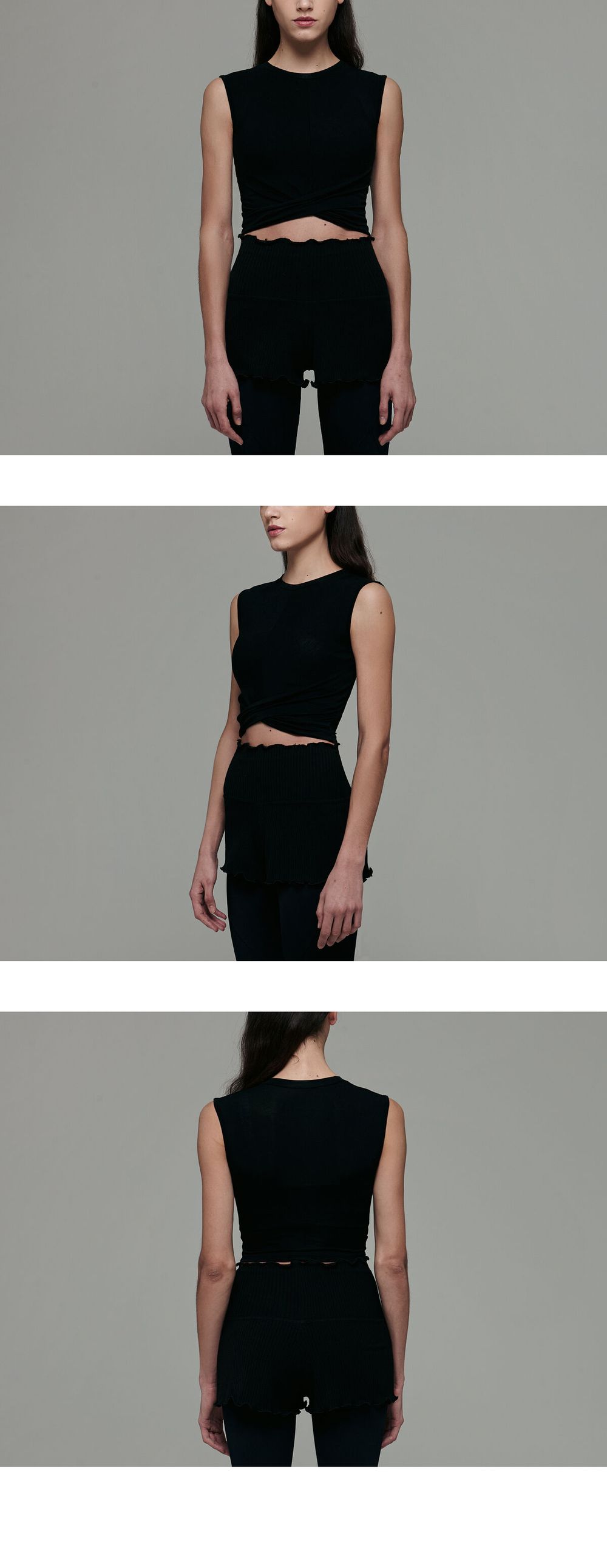 여성 요가복 DEVI-TS0038-블랙 필라테스 플로우 꼬임 슬리브리스 - 감도 깊은 취향 셀렉트샵 29CM