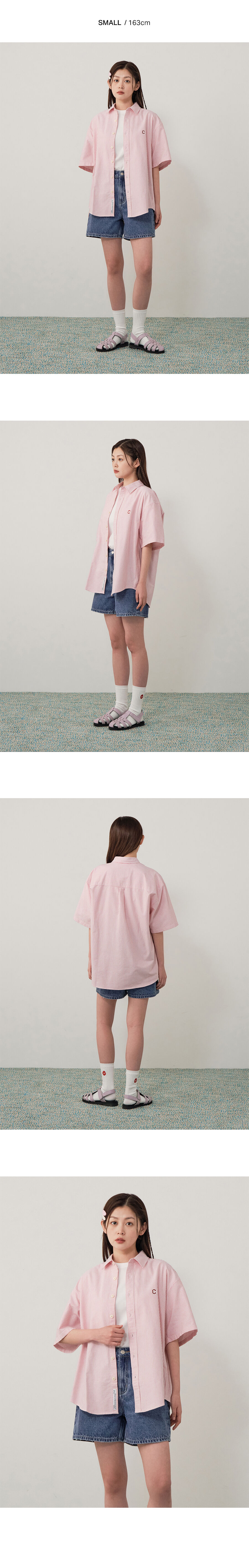 [23SS] C 로고 옥스포드 스트라이프 하프 셔츠 - 라이트 블루 - 감도 깊은 취향 셀렉트샵 29CM