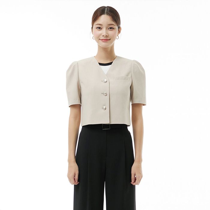 잇미샤 브이넥 반소매 자켓 ITN5ZJK690 (BEIGE) - 감도 깊은 취향 셀렉트샵 29CM