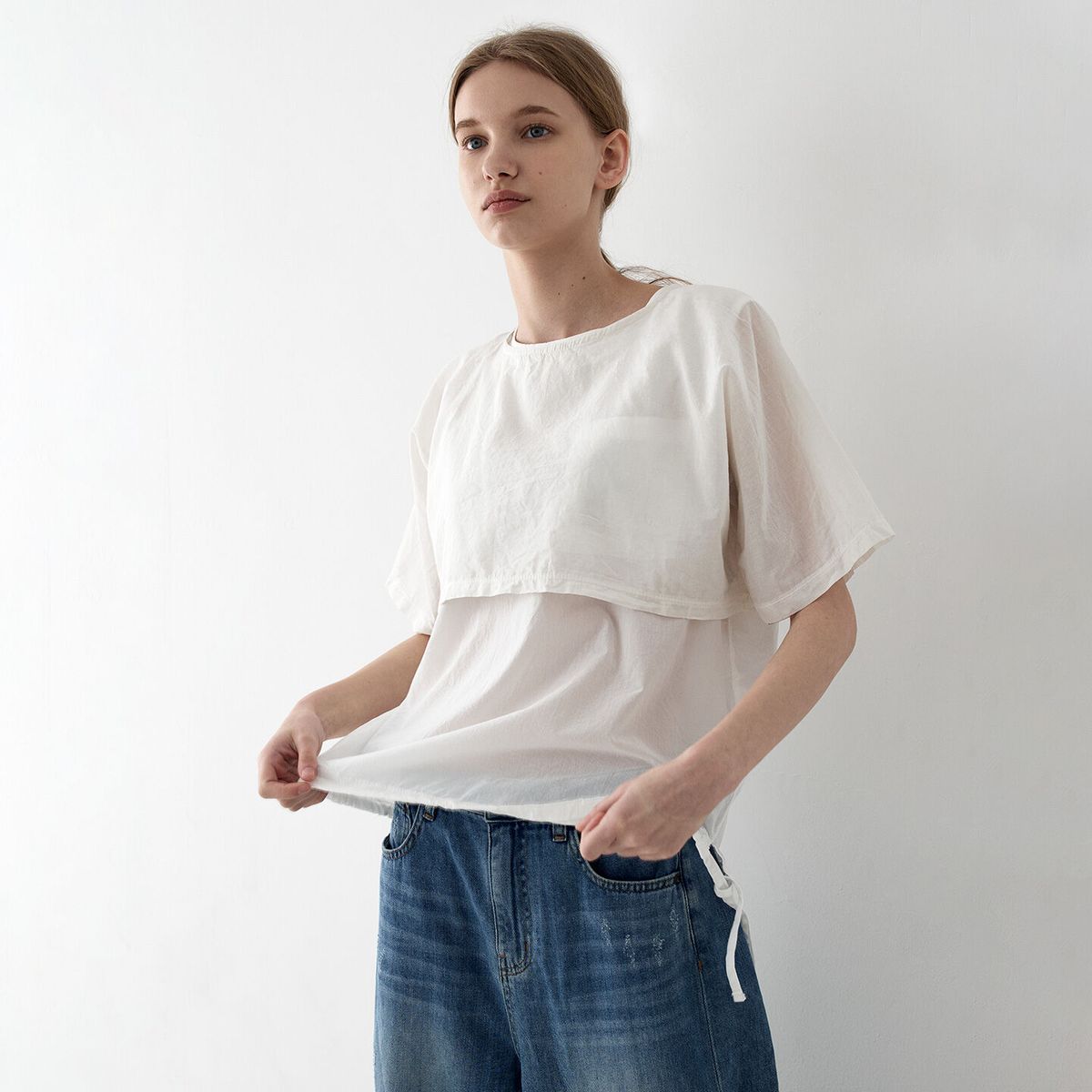 루이 스트링 여름 레이어드 면 여성 크롭 반팔 티셔츠 나시티 이너티 - 감도 깊은 취향 셀렉트샵 29CM