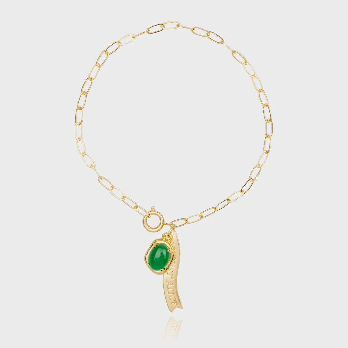 Green cabochon oval chain tag bracelet [그린 캐보션 오벌 체인 태그 팔찌_3 - 감도 깊은 취향 셀렉트샵 29CM