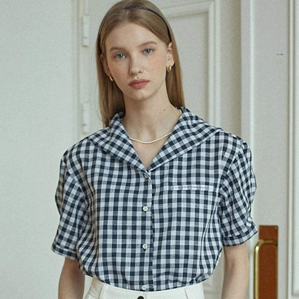 Gingham Marine Collar Shirt - Navy - 감도 깊은 취향 셀렉트샵 29CM